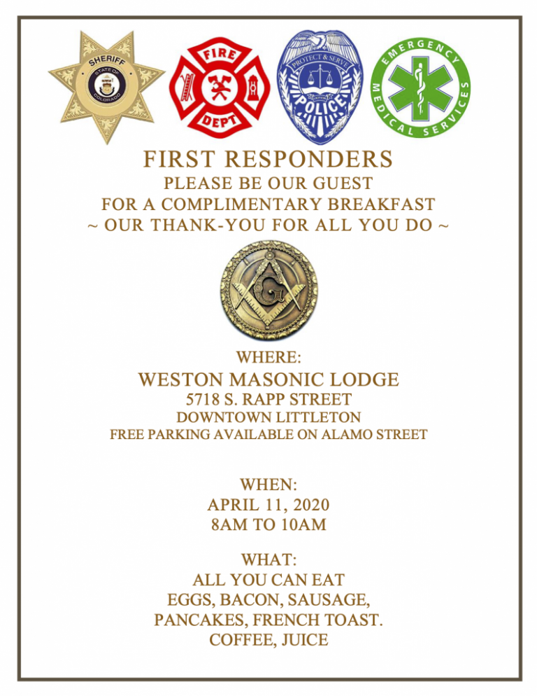 First Responders Breakfast 2020 - Weston Lodge #22